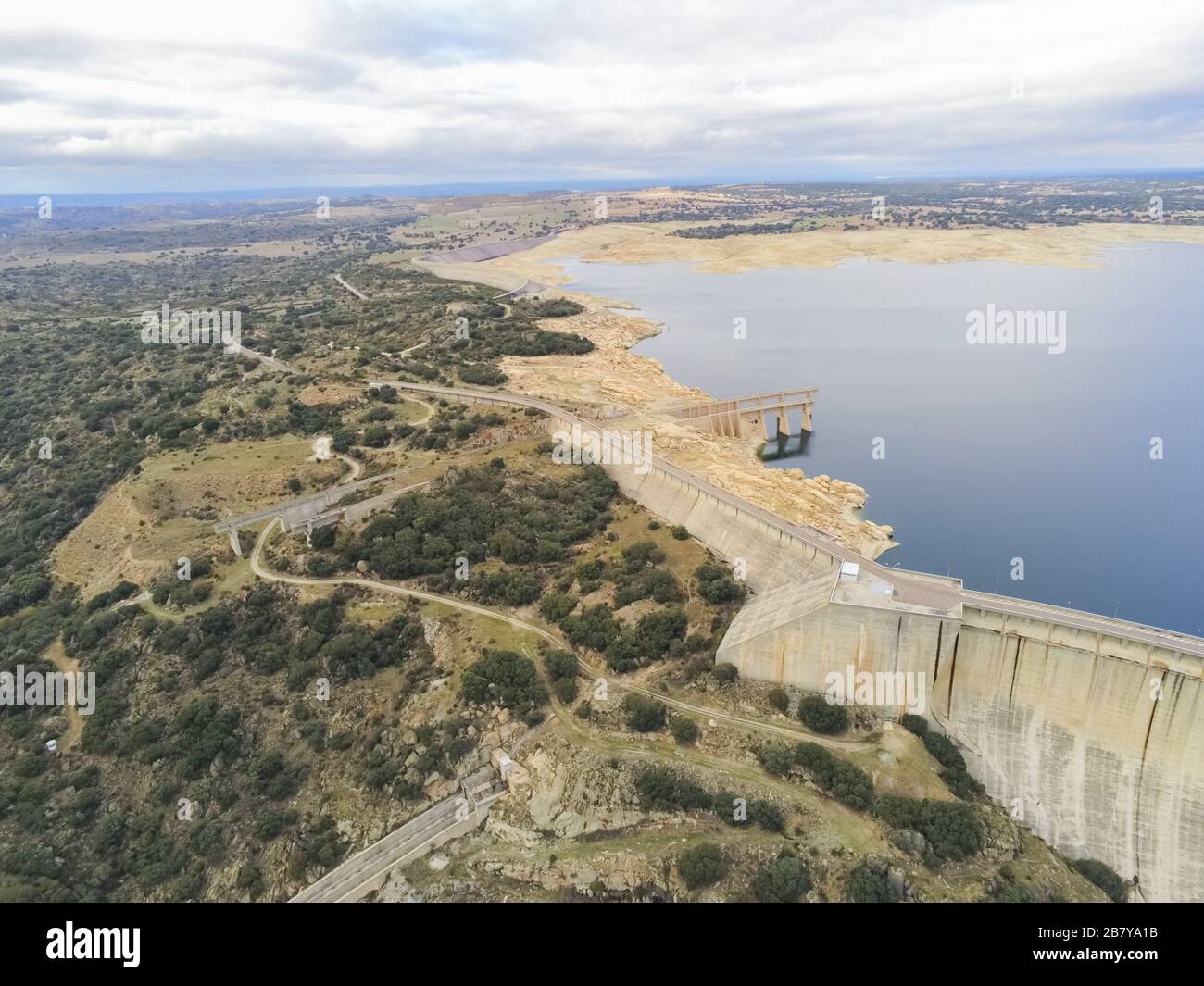 Aerial shot of the Almendro dam in Salamanca, Spain Stock Photo - Alamy