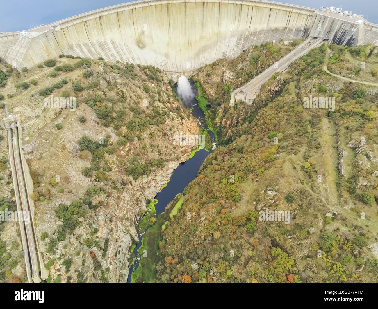 Aerial shot of the Almendro dam in Salamanca, Spain Stock Photo - Alamy