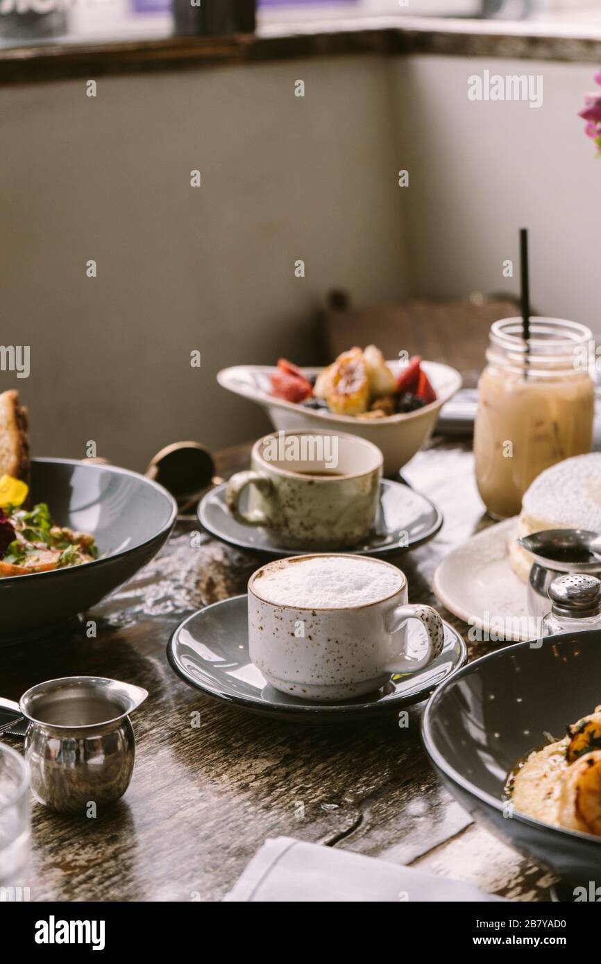 Types of foods, cookies and drinks put on the table Stock Photo - Alamy