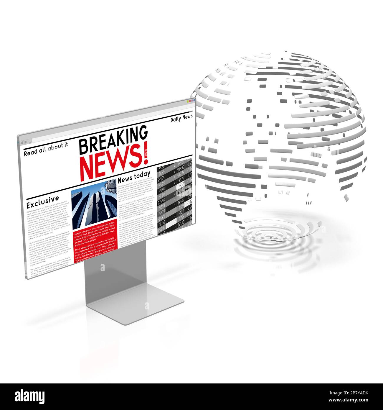 3D news concept, computer monitor Stock Photo - Alamy