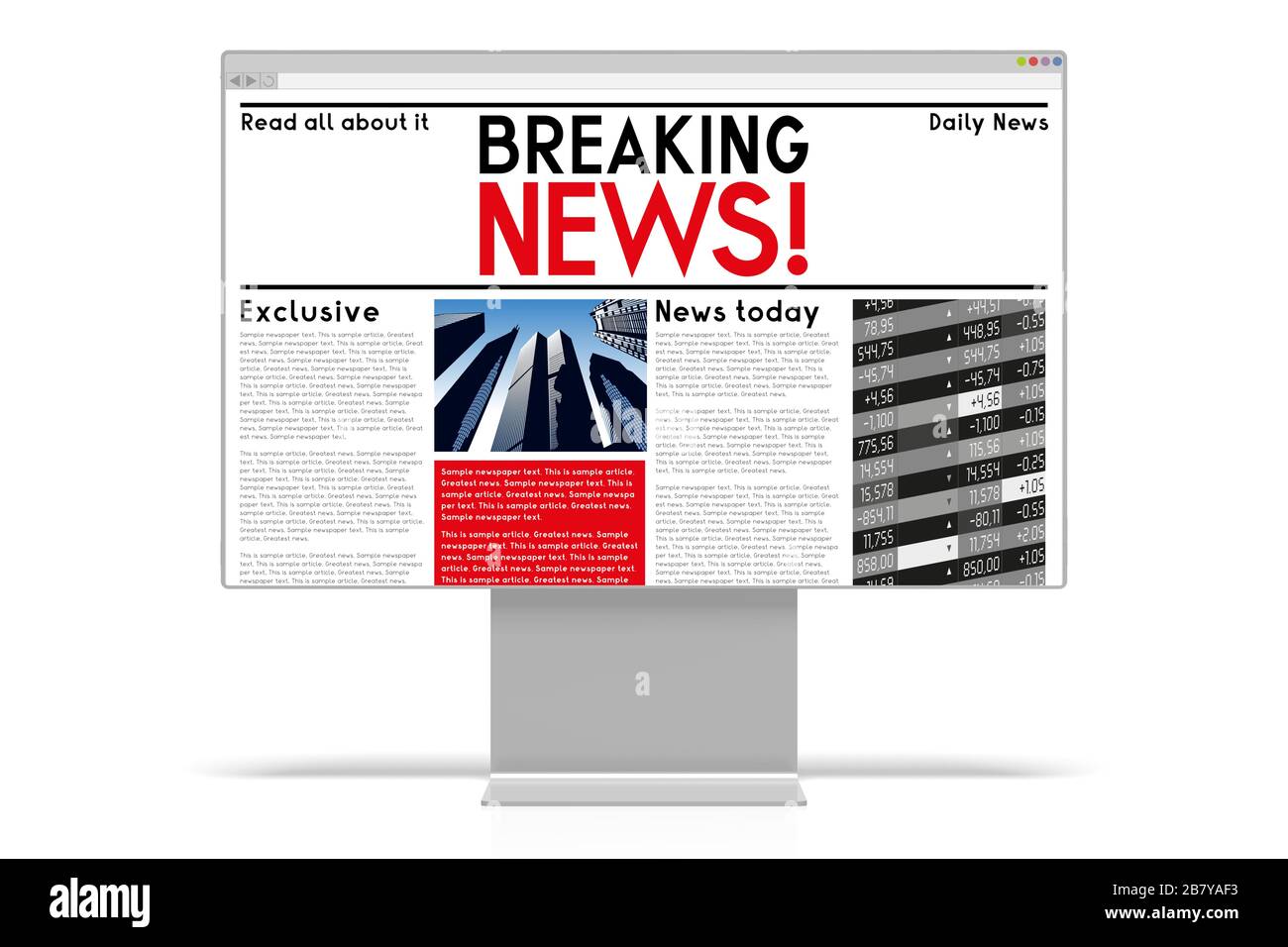 3D computer monitor - news concept Stock Photo - Alamy