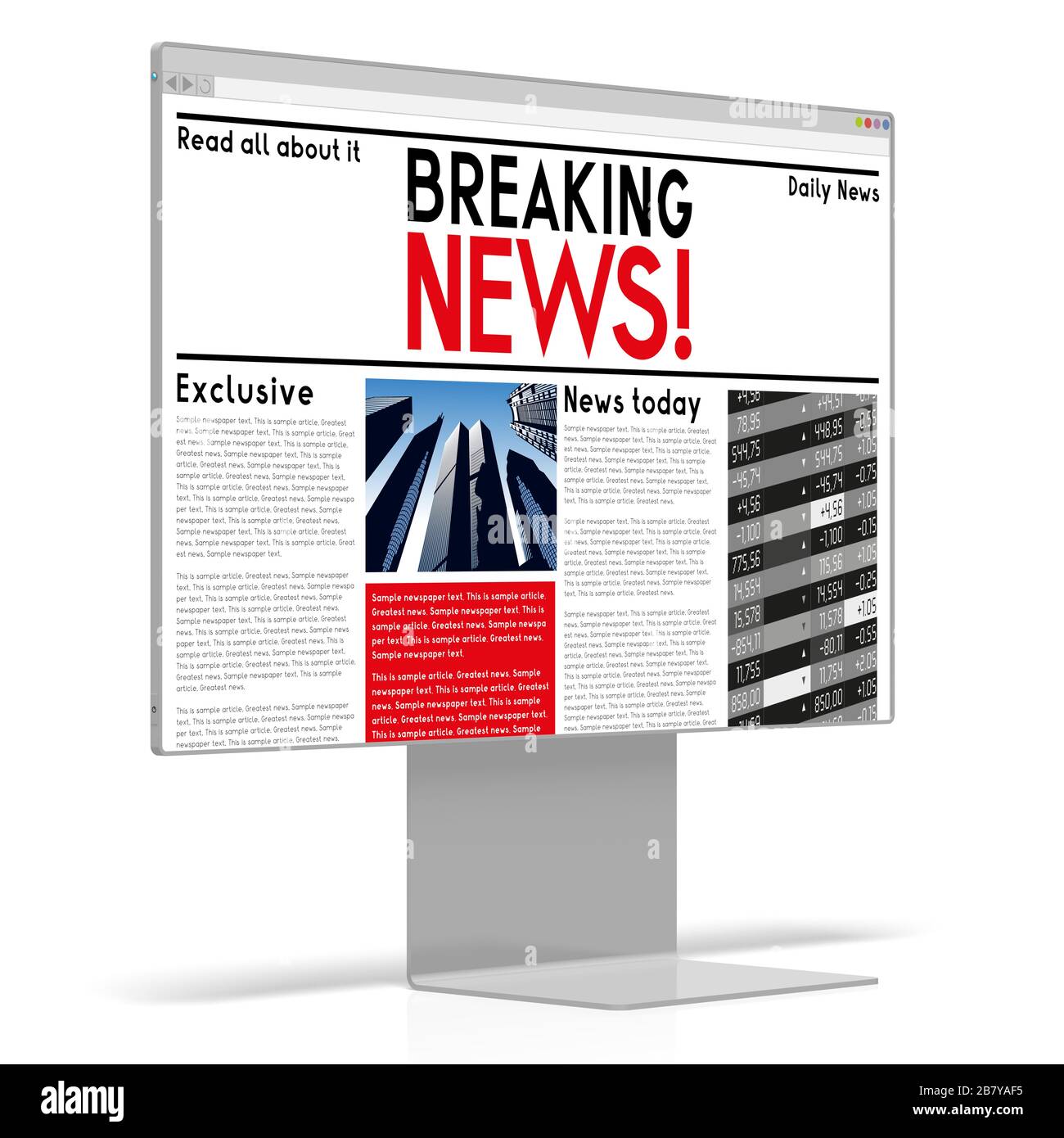 3D computer monitor - news concept Stock Photo - Alamy