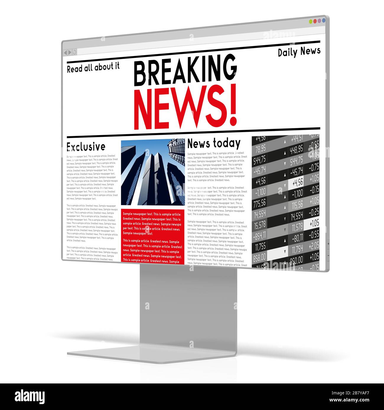 3D computer monitor - news concept Stock Photo - Alamy