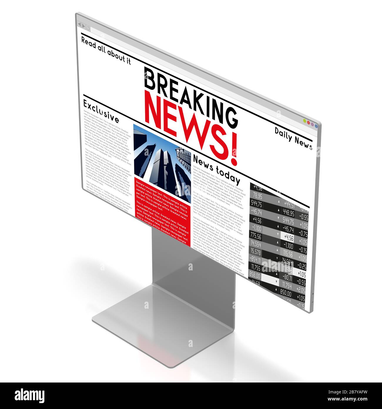 3D computer monitor - news concept Stock Photo - Alamy