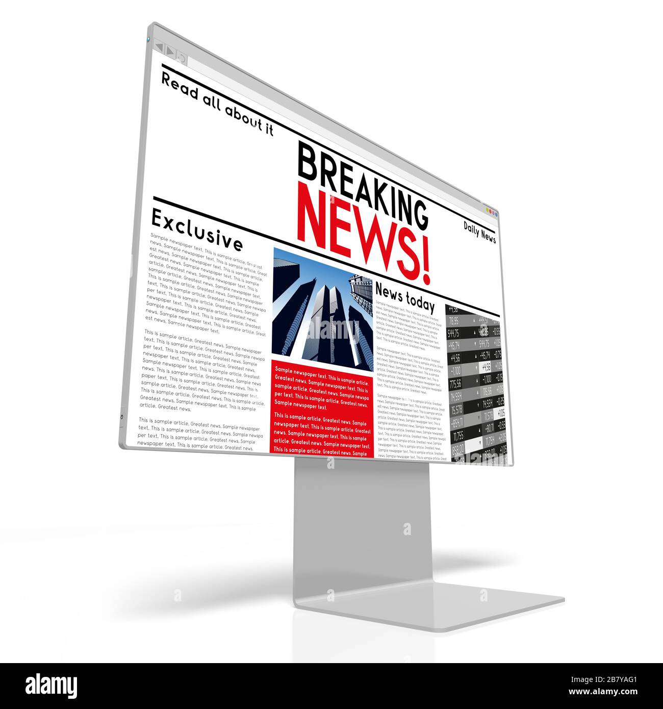 3D computer monitor - news concept Stock Photo - Alamy