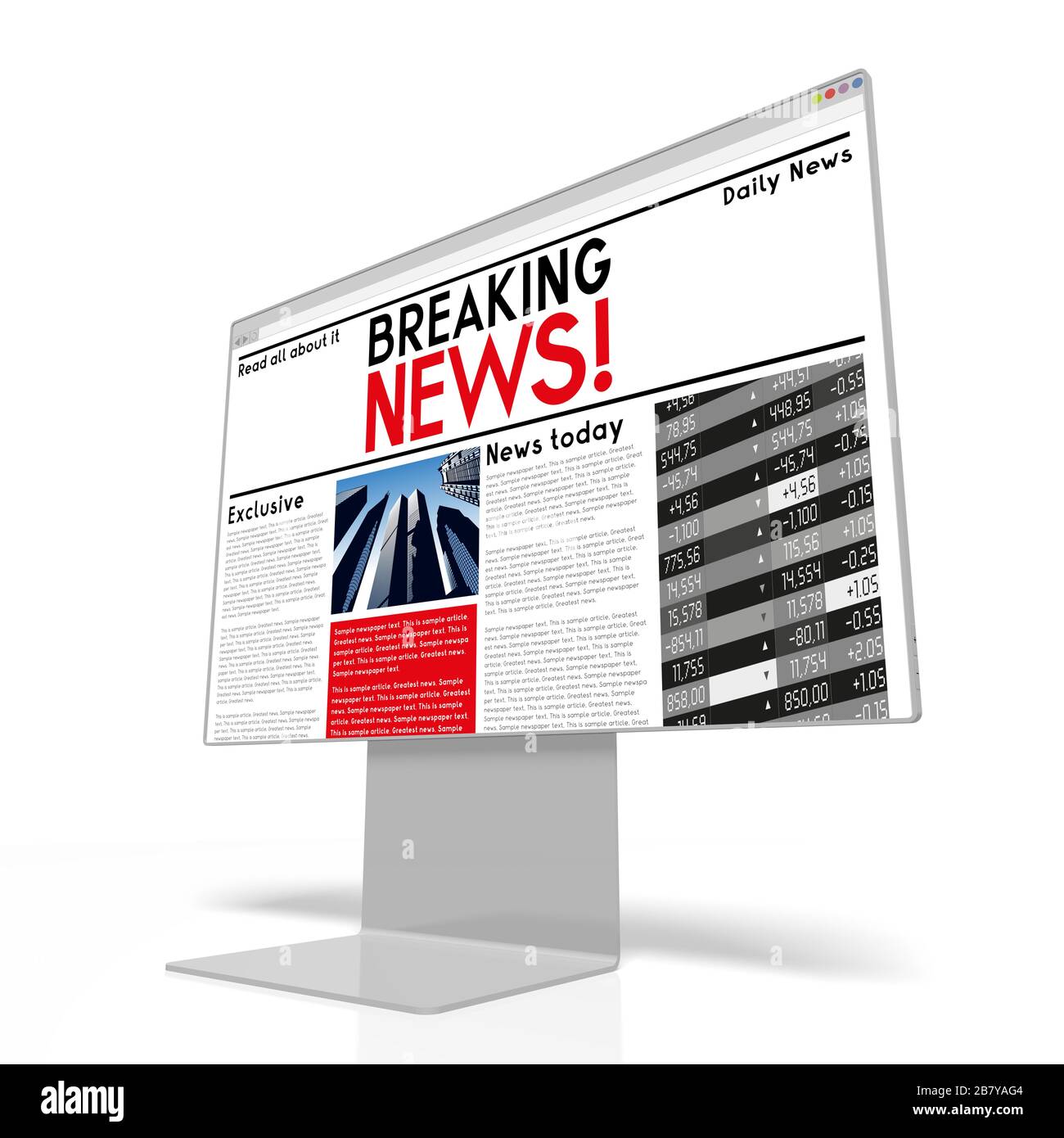 3D computer monitor - news concept Stock Photo - Alamy