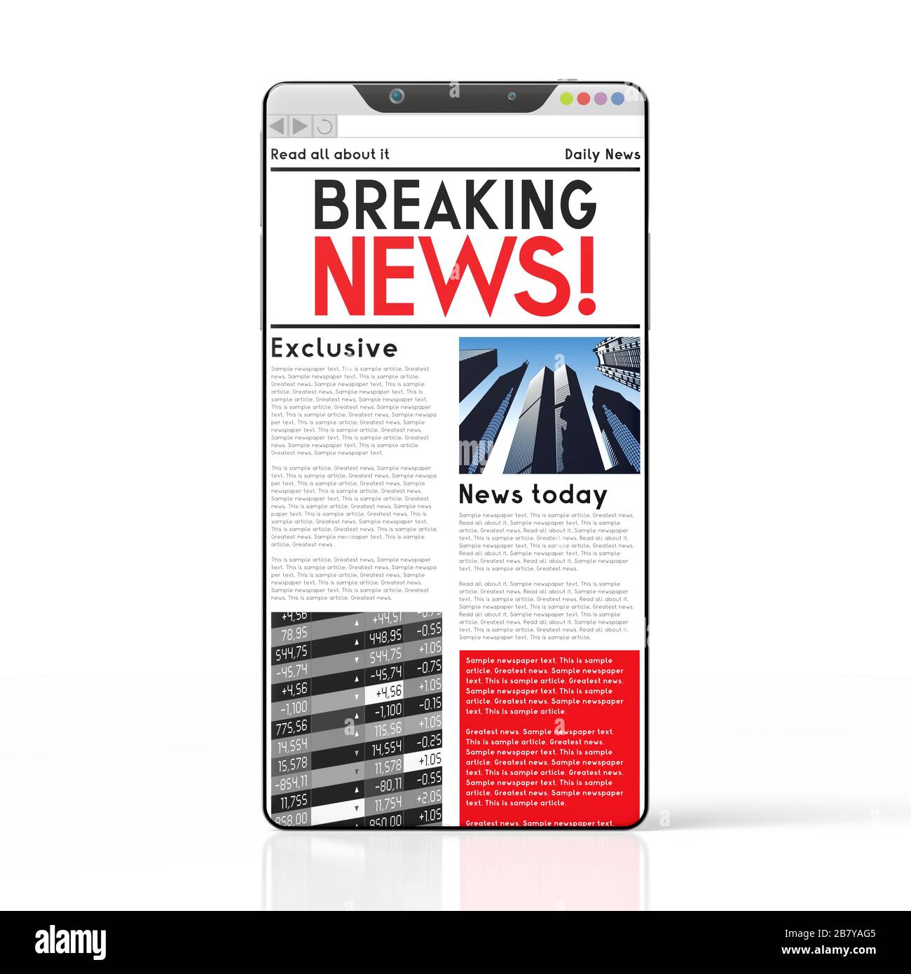 3D modern mobile phone - news concept Stock Photo - Alamy