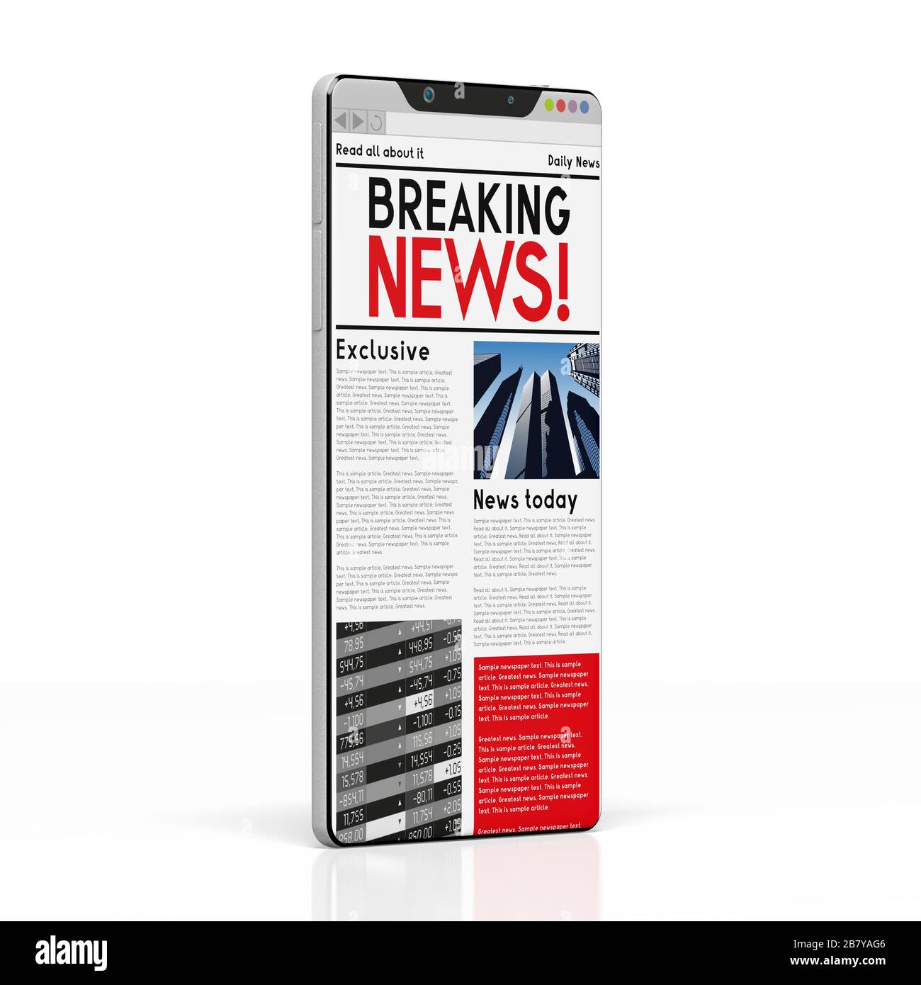 3D modern mobile phone - news concept Stock Photo - Alamy