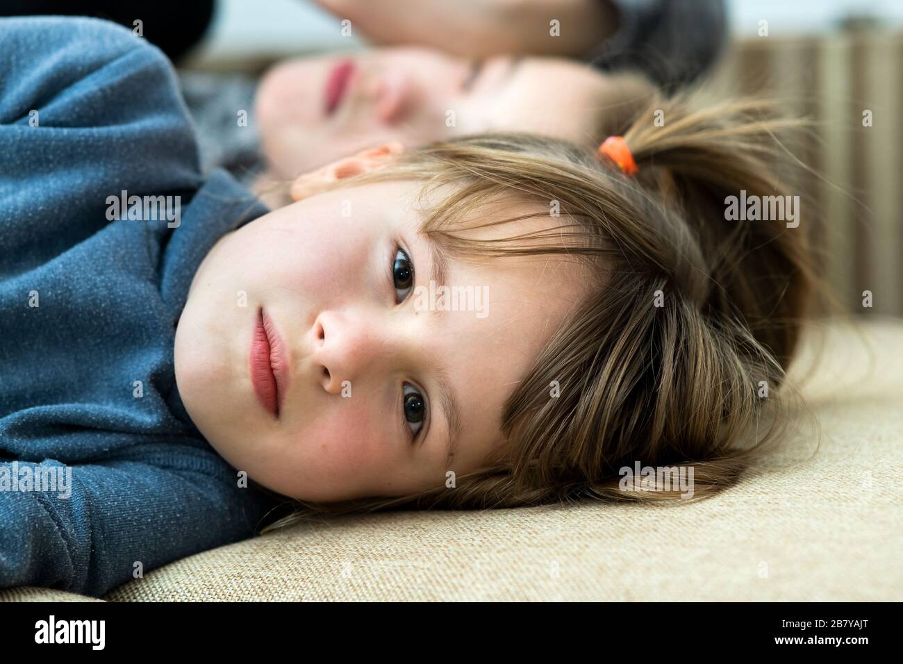 Two children boy and girl fooling around having fun together. Happy ...