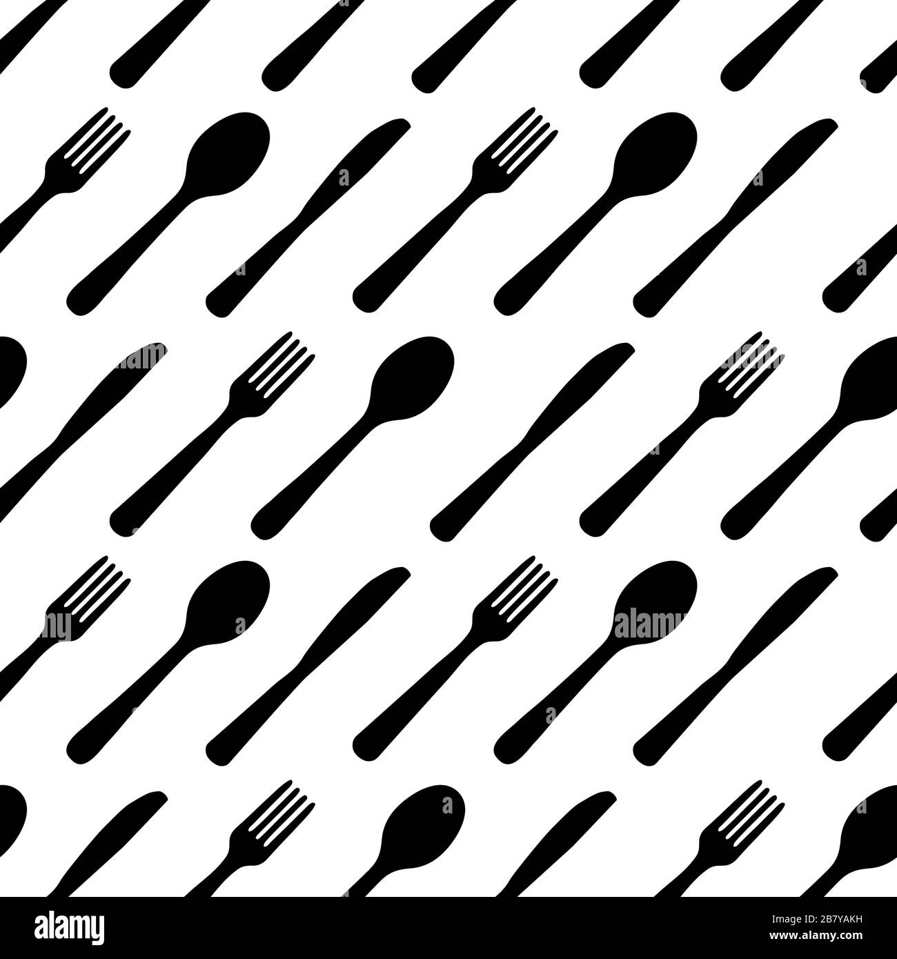 Abstract Seamless Pattern with tableware forks spoons and knives ...