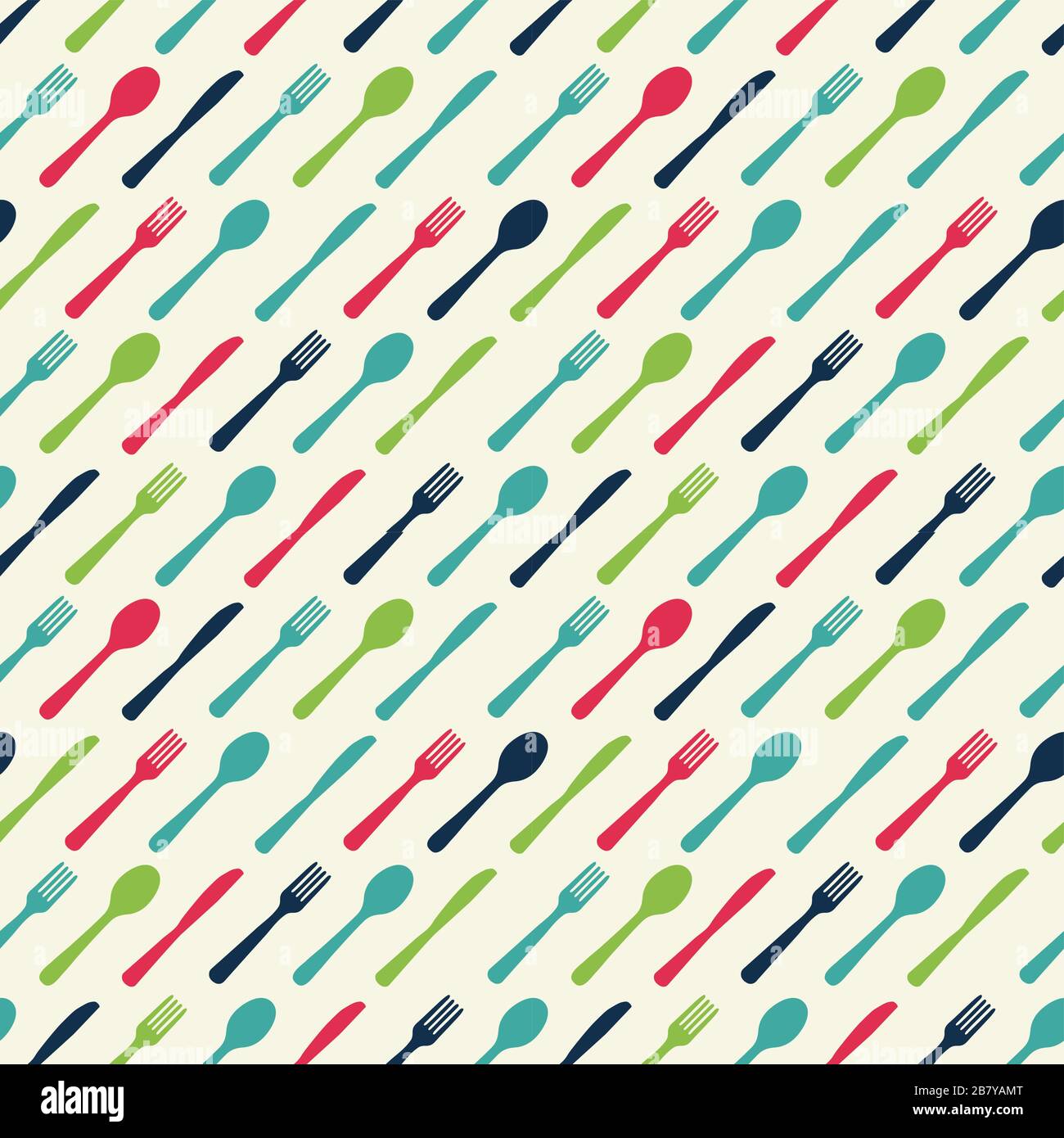Abstract Seamless Pattern with tableware forks spoons and knives ...