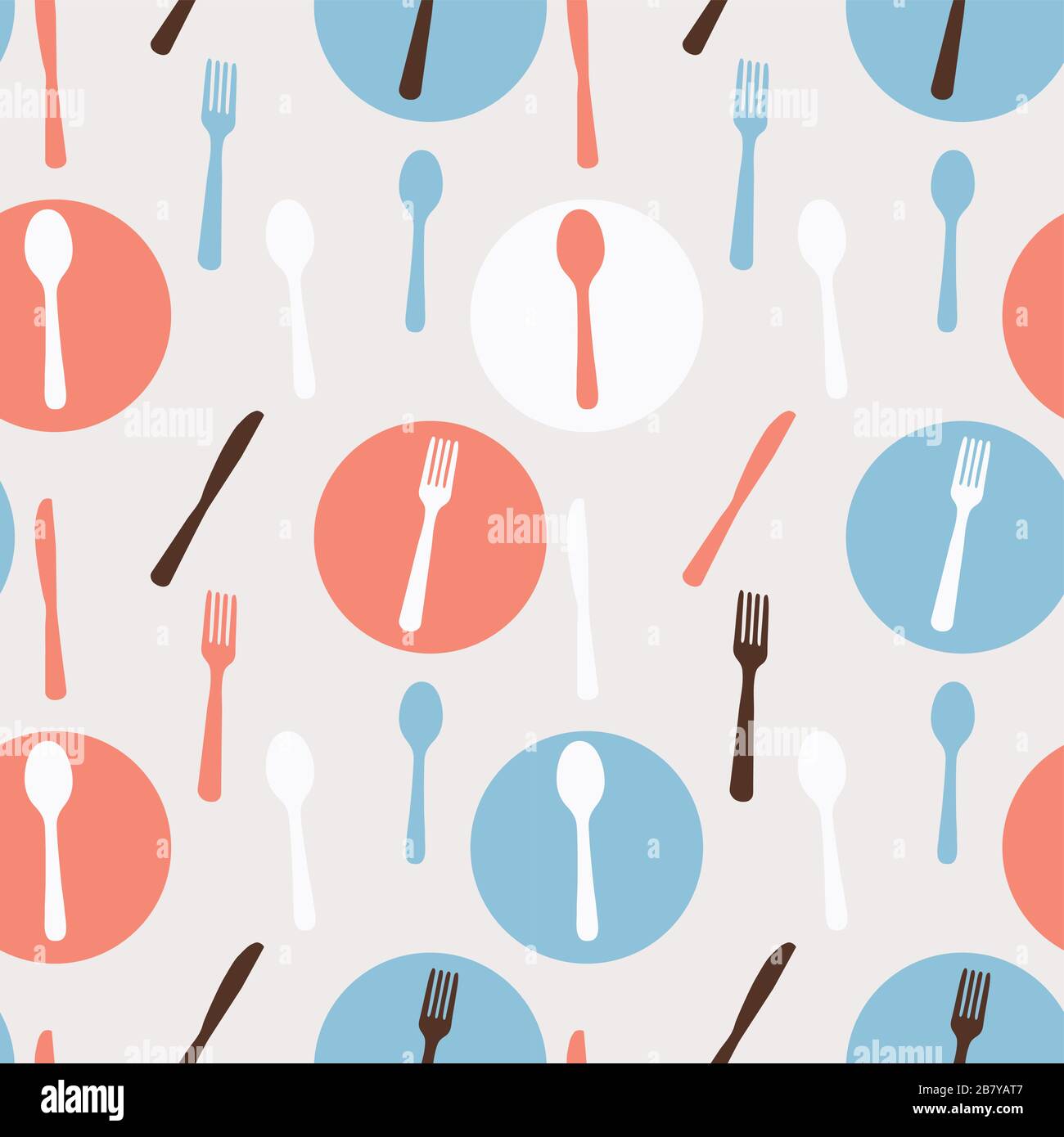 Abstract Seamless Pattern with tableware forks spoons and knives ...