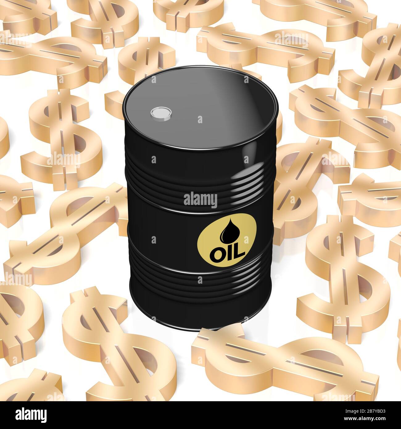 3D oil barrel, dollar signs Stock Photo - Alamy
