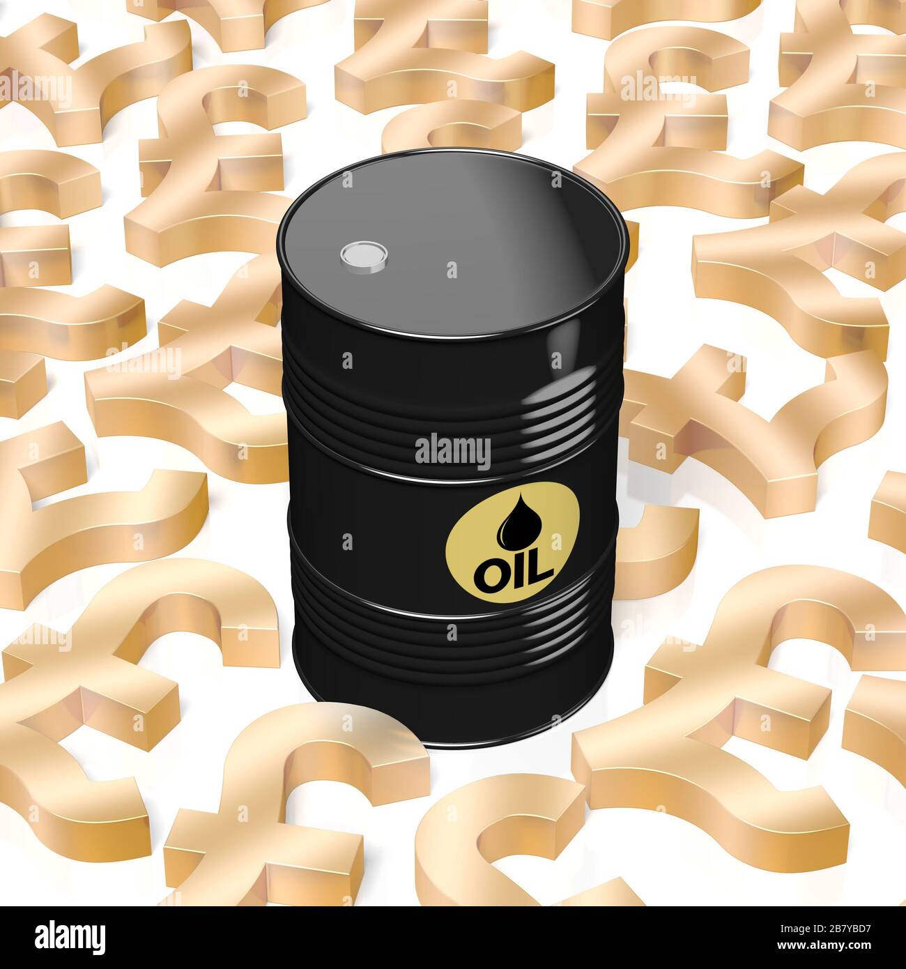 3D oil barrel, pound signs Stock Photo - Alamy