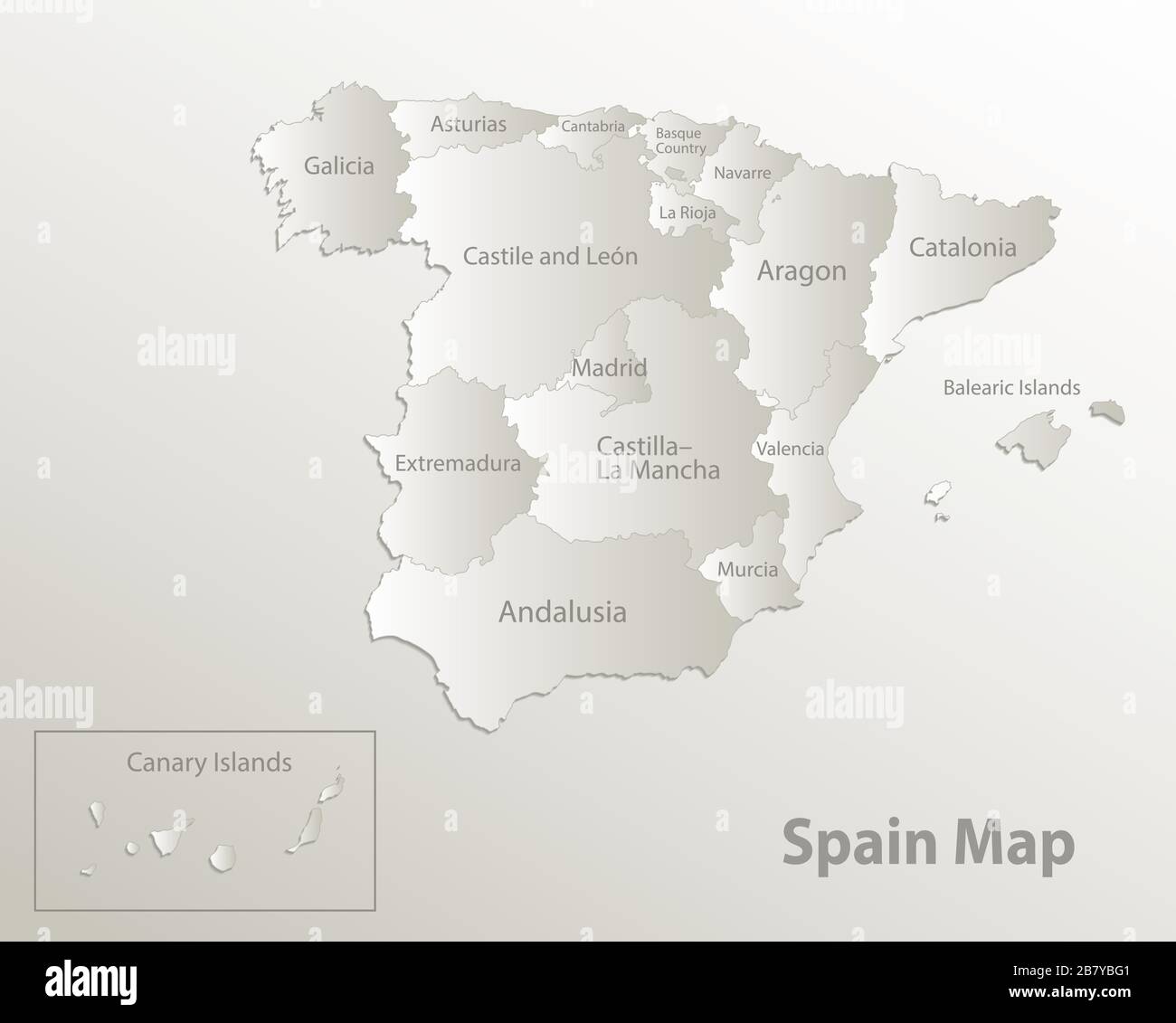 Spain map administrative division, separates regions and names, card ...