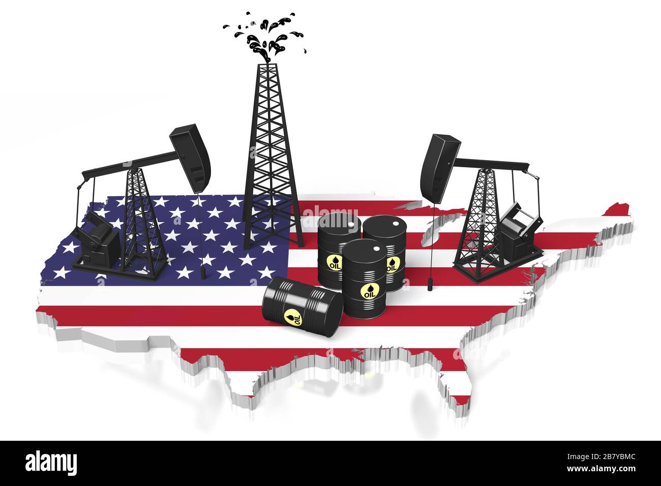 3D oil wells in the USA (United States of America) concept Stock Photo ...