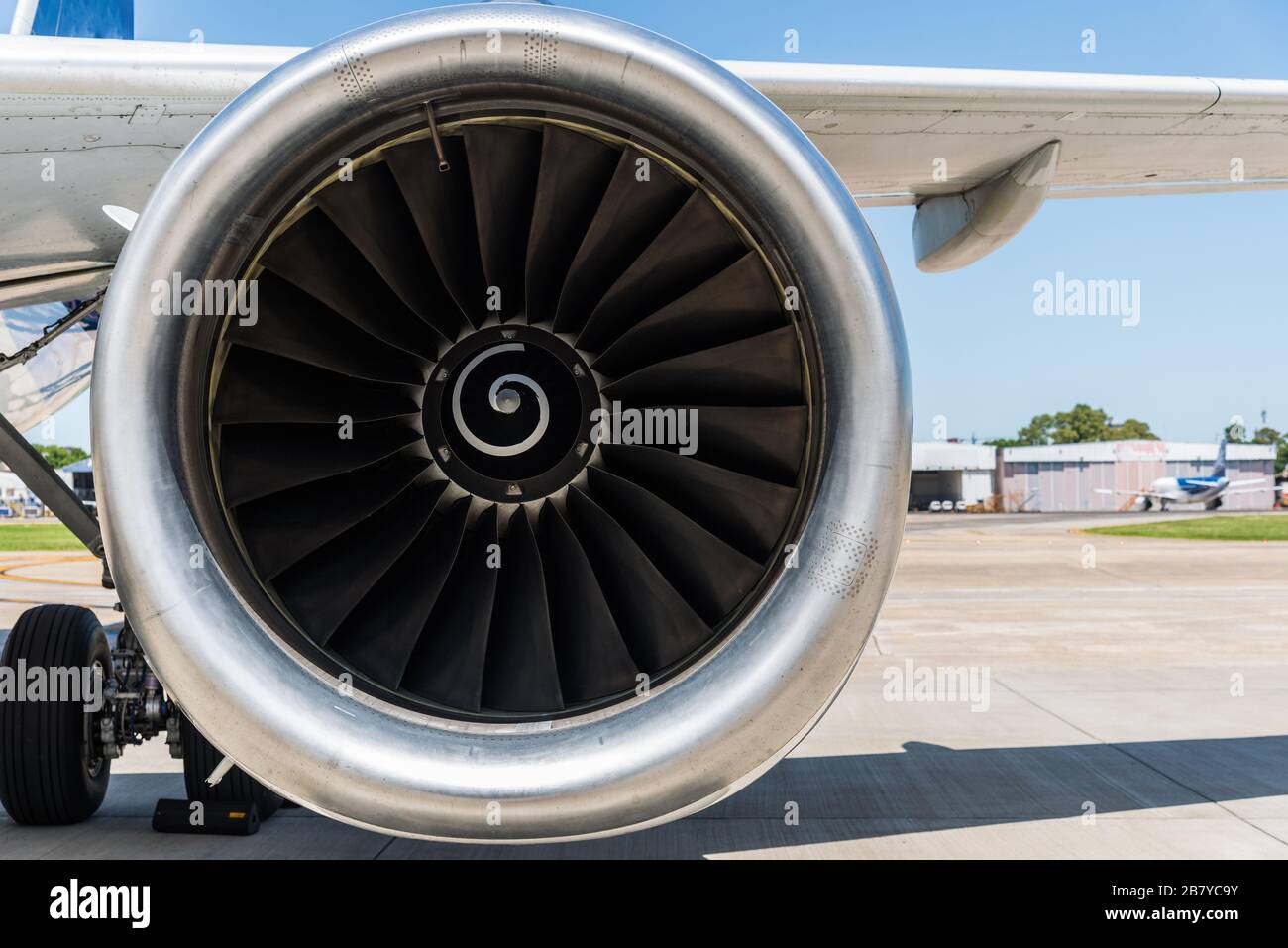 Engine and a wing of an aircraft plane. Airline and travelling concept ...