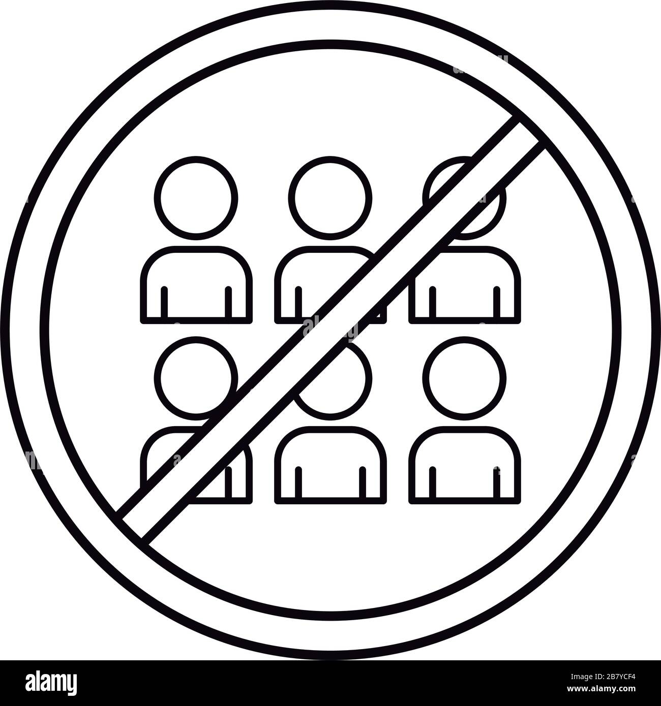 prohibited the crowd of people, line style icon vector illustration ...