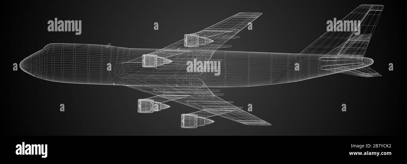 3D jet plane - wireframe - great for topics like engineering etc Stock ...