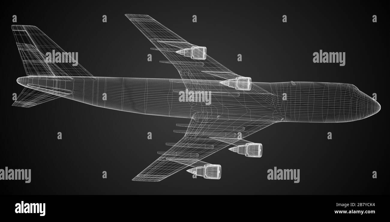 3D jet plane - wireframe - great for topics like engineering etc Stock ...