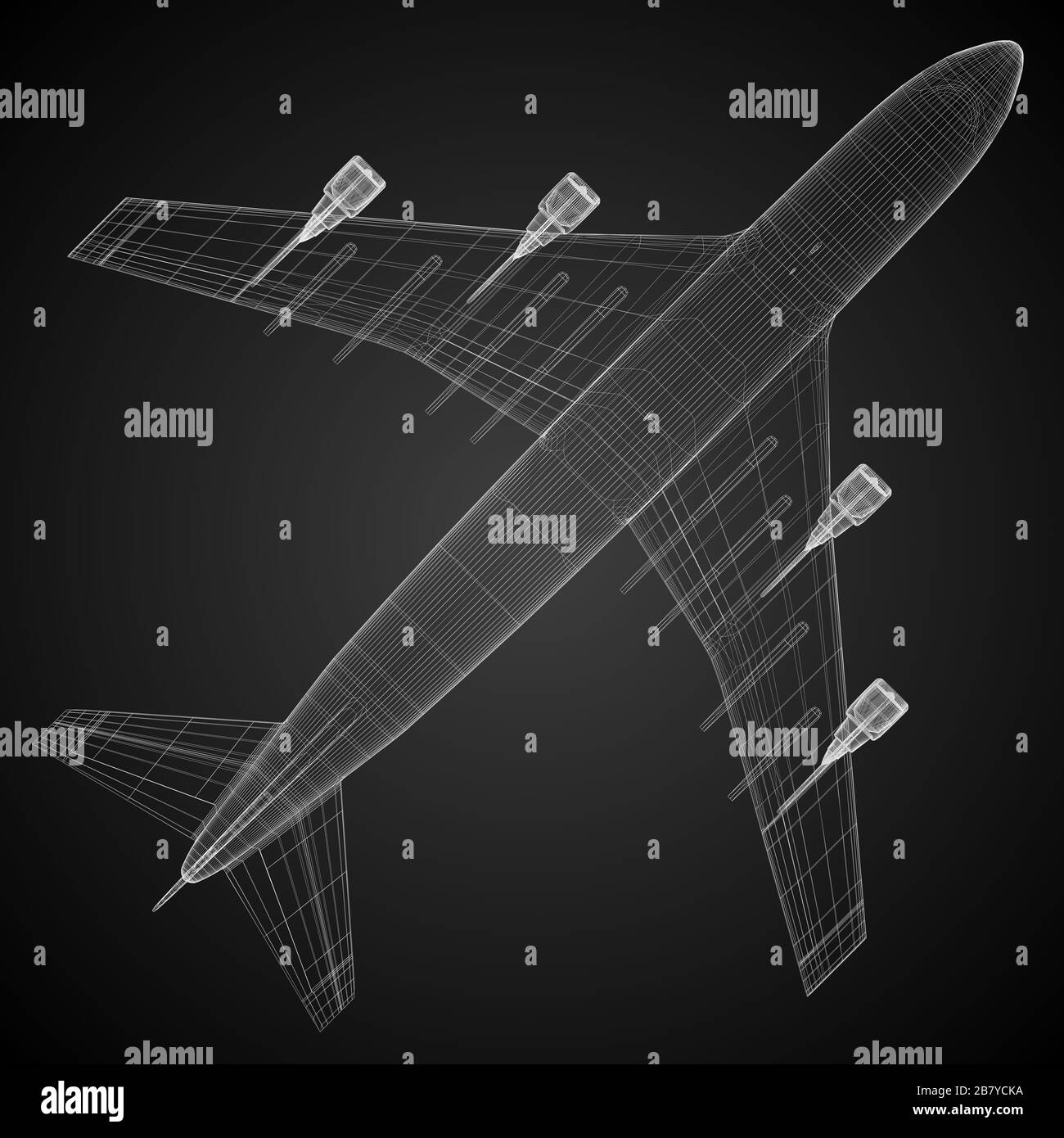 3D jet plane - wireframe - great for topics like engineering etc Stock ...