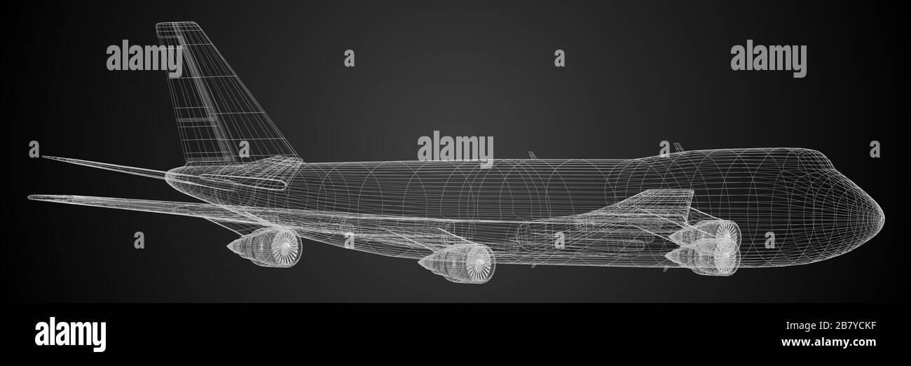 3D jet plane - wireframe - great for topics like engineering etc Stock ...