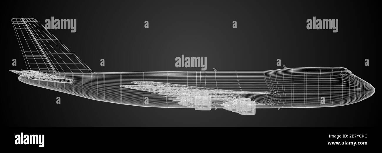 3D jet plane - wireframe - great for topics like engineering etc Stock ...