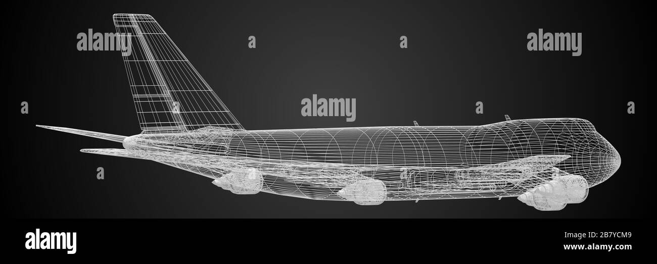 3D jet plane - wireframe - great for topics like engineering etc Stock ...