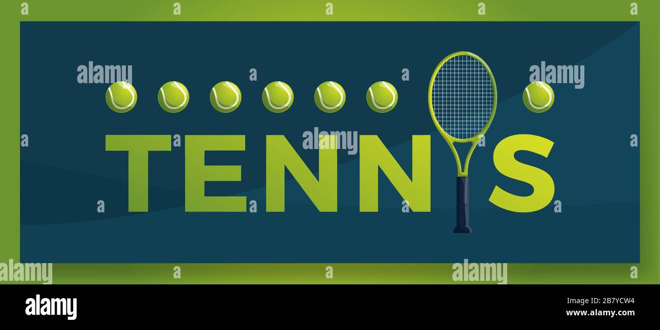 Vector typography word tennis logo. Sport logotype with equipment for ...