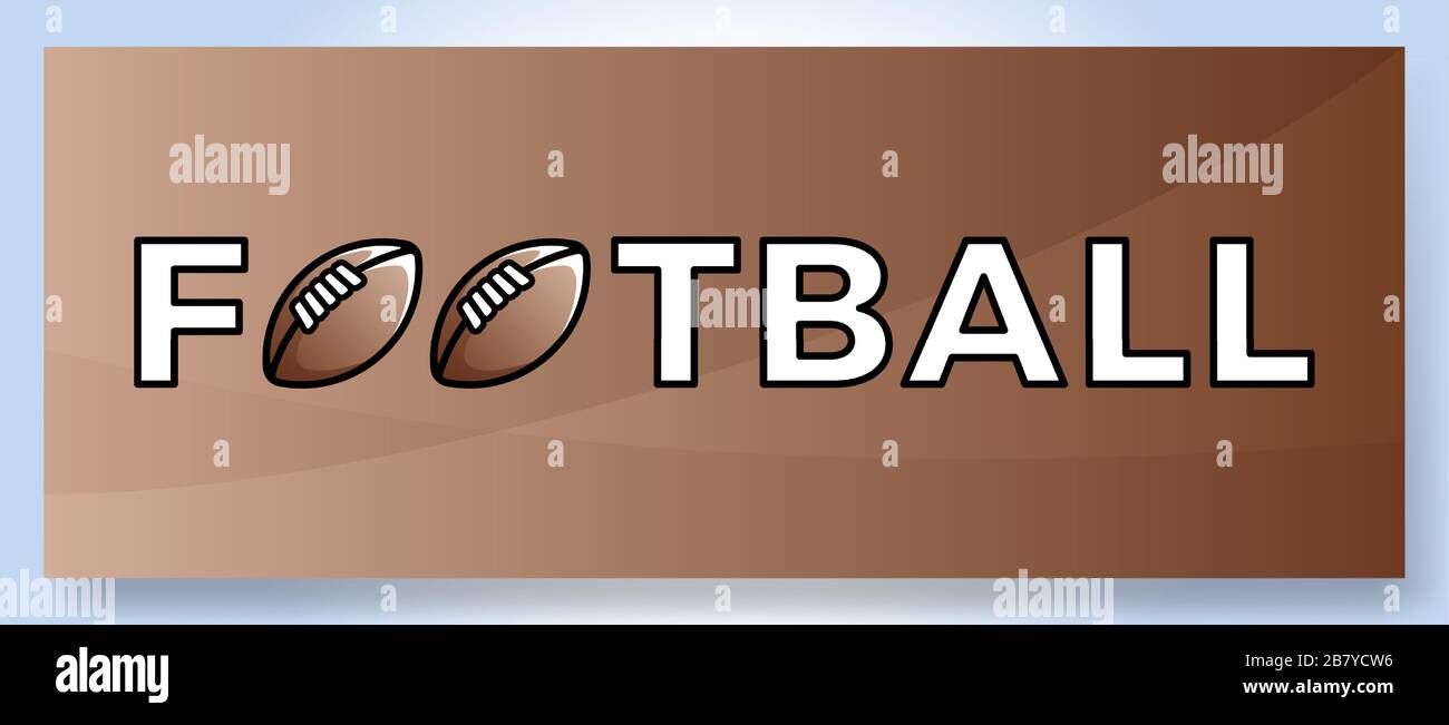 Vector typography word football logo. Sport logotype with equipment for ...