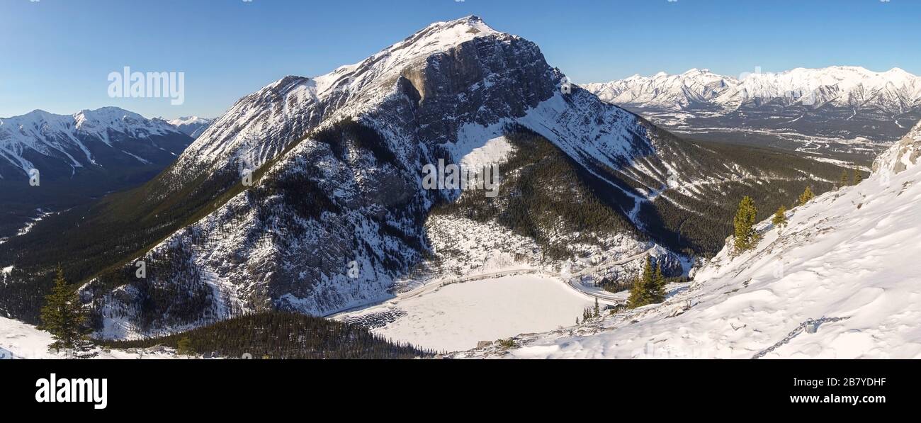 East End of Rundle Rugged Mountain Peak Scenic Winter Panoramic ...