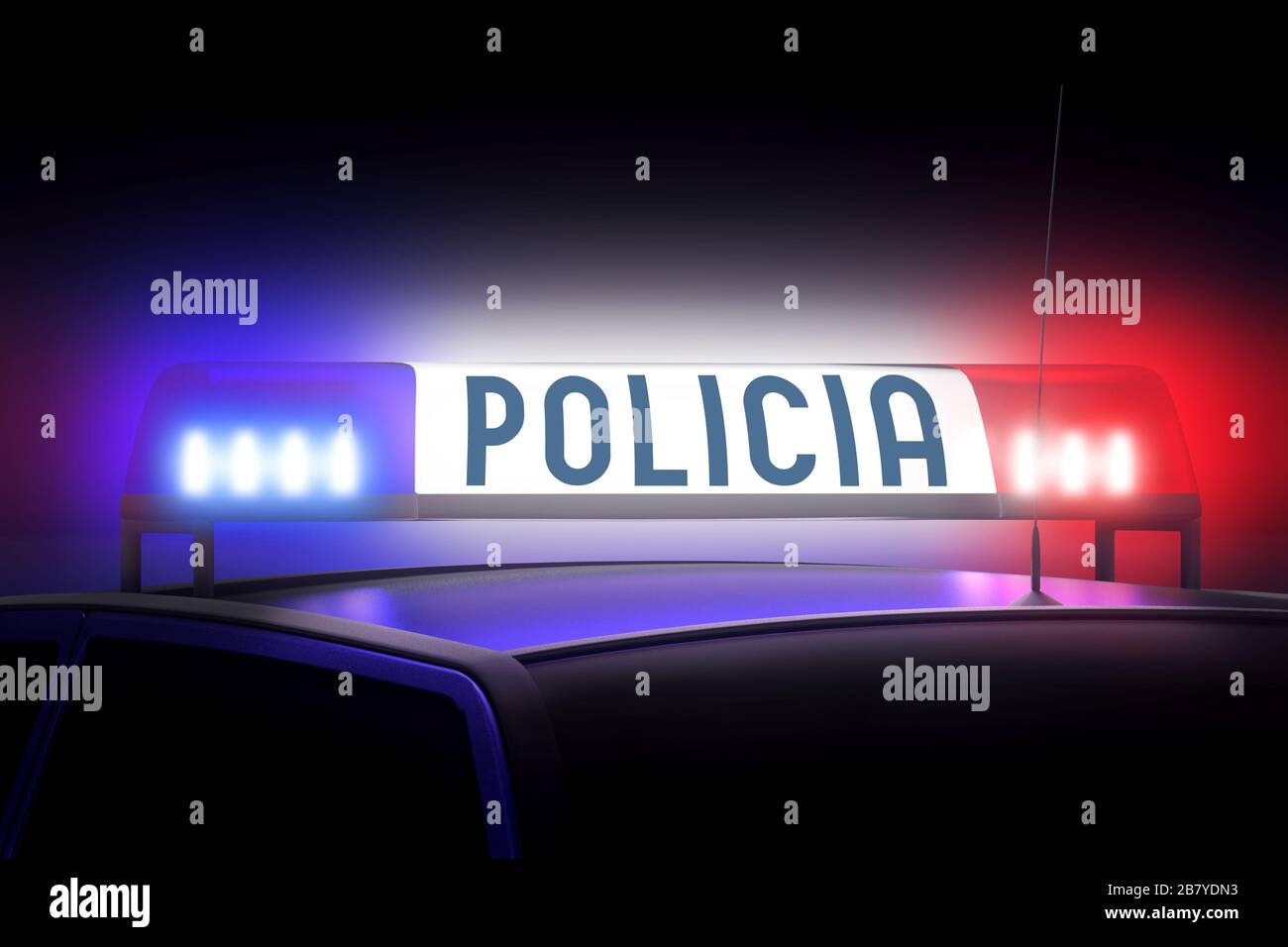 Blue and red police lights - Police (English)/ Policia (Spanish Stock ...