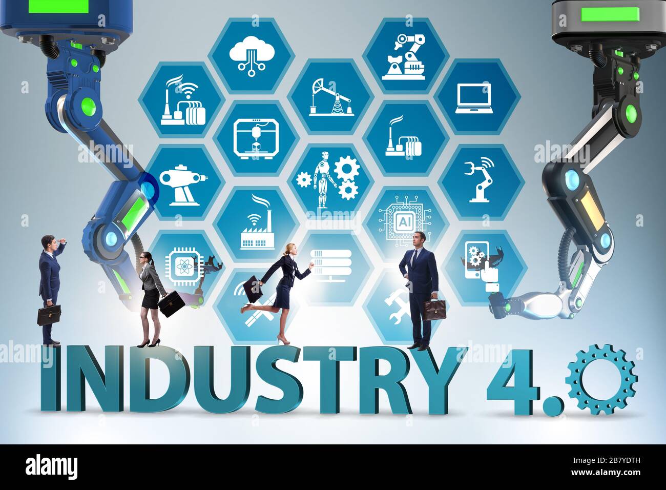 The modern industry 4.0 technical automation concept Stock Photo - Alamy