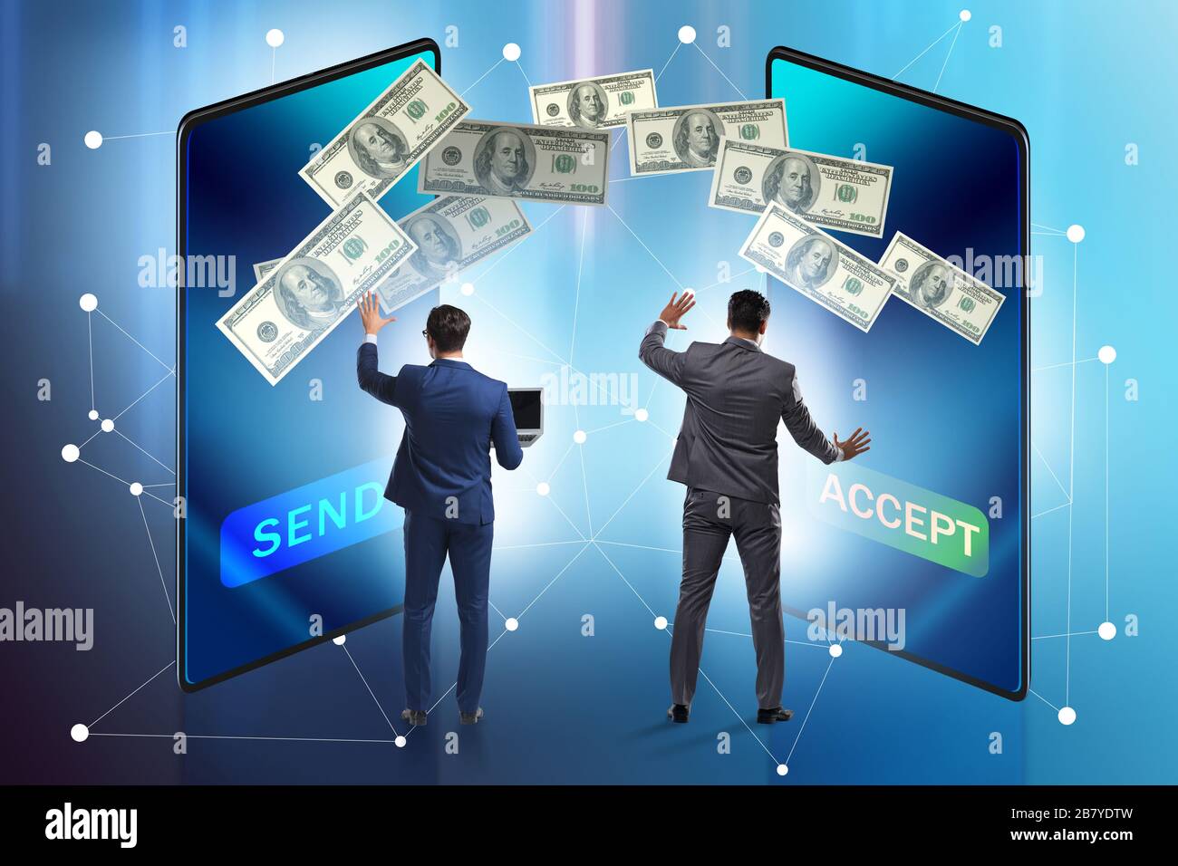 The businessman in money transfer concept Stock Photo - Alamy