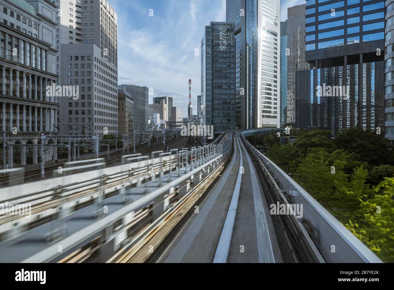 Cityscape from monorail sky train in Tokyo Stock Photo - Alamy
