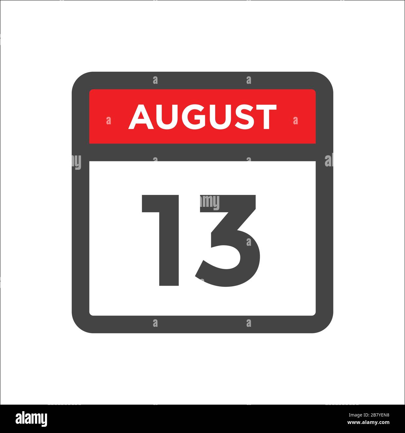 August 13 calendar icon with day and month Stock Vector Image & Art - Alamy