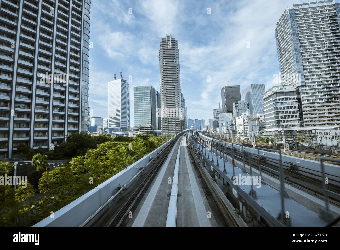 Cityscape from monorail sky train in Tokyo Stock Photo - Alamy