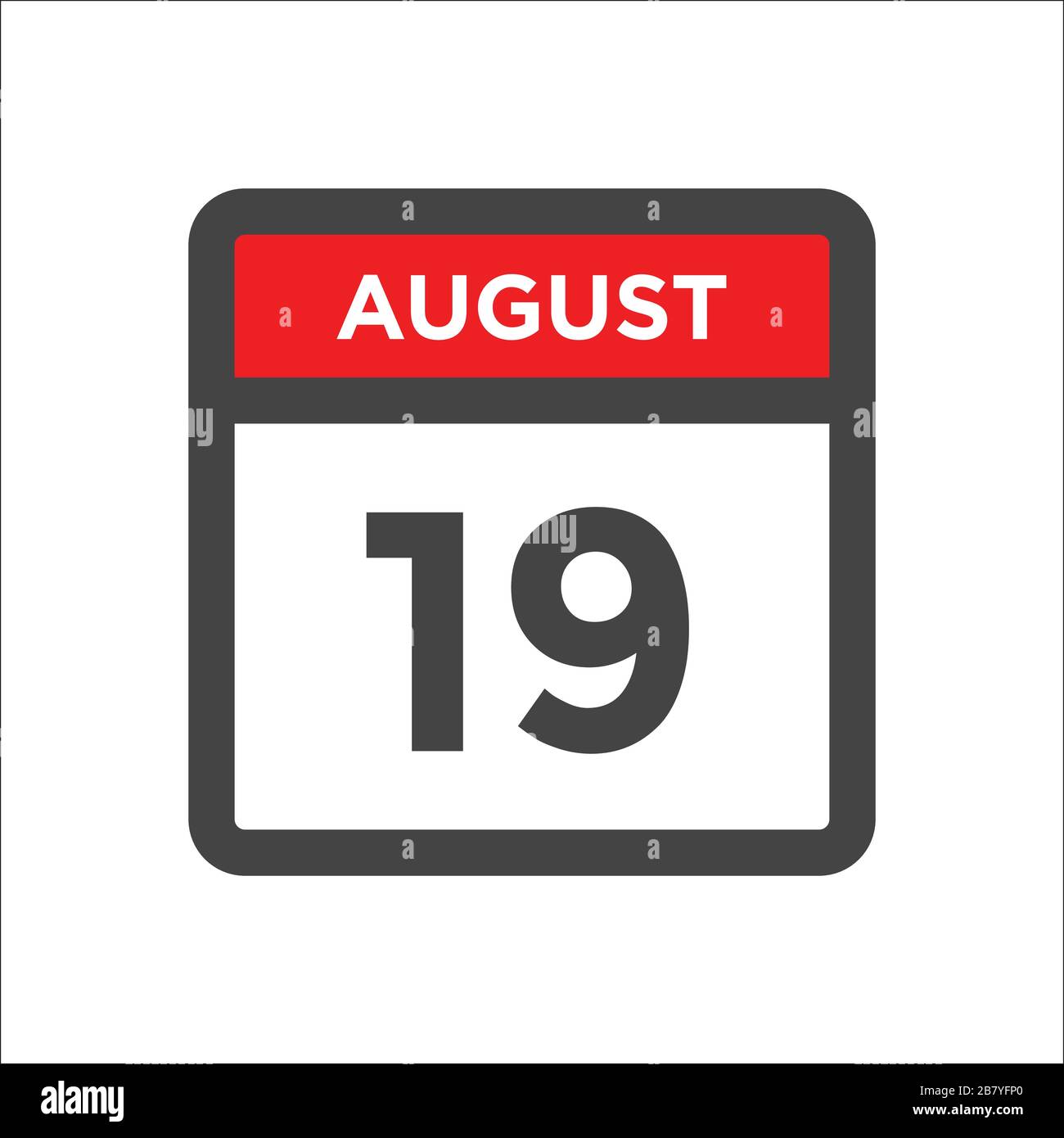 August 19 calendar icon with day and month Stock Vector Image & Art - Alamy