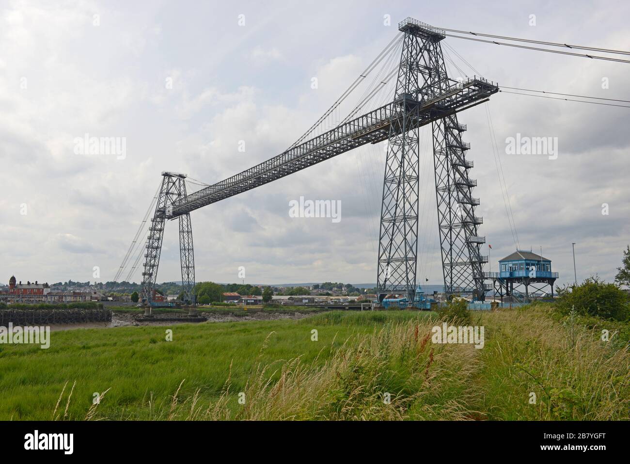 View of the transporter bridge over the river Usk in Newport, Wales, UK ...