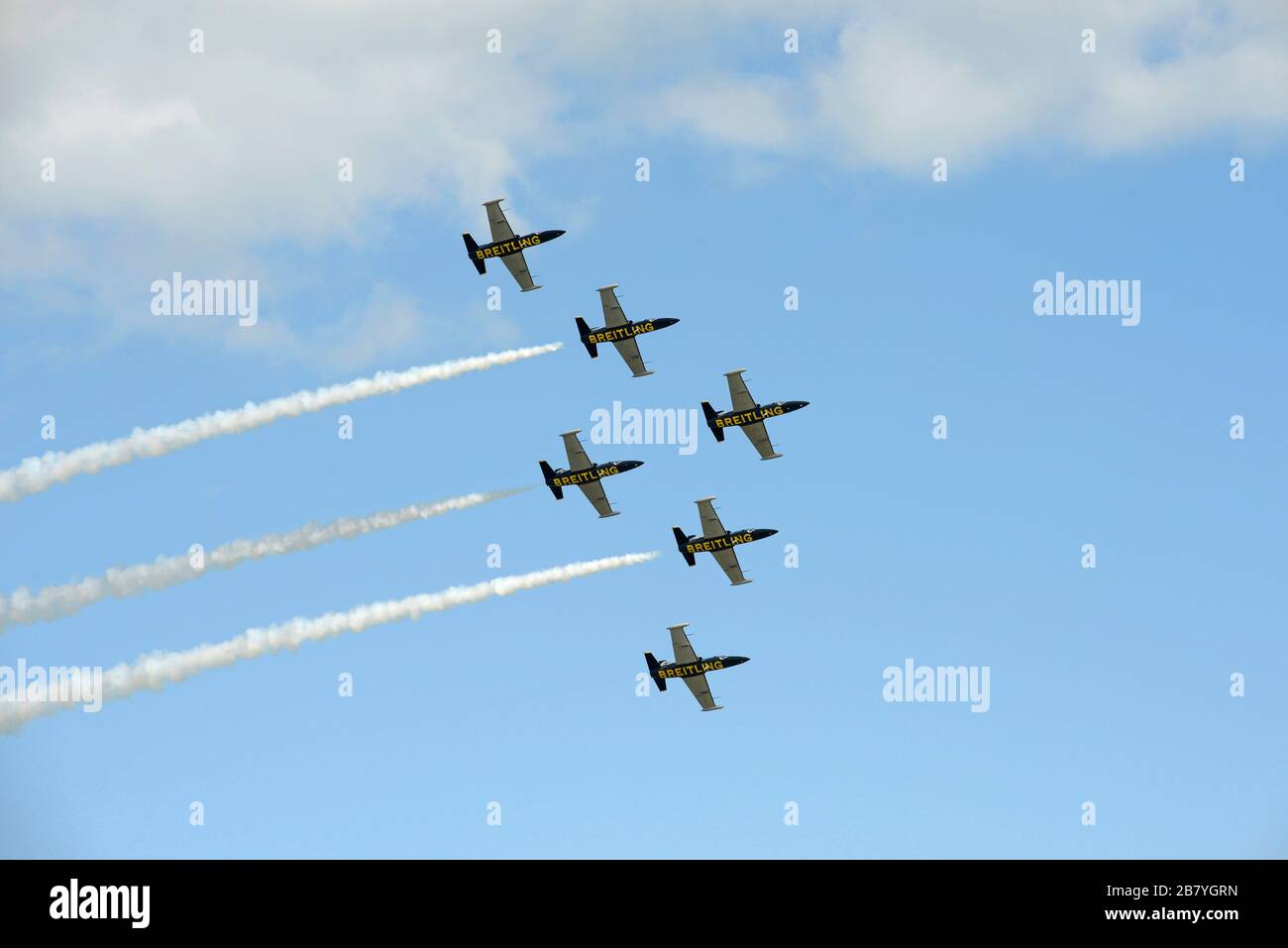 Six of the seven members of the Breitling air display team perform in ...