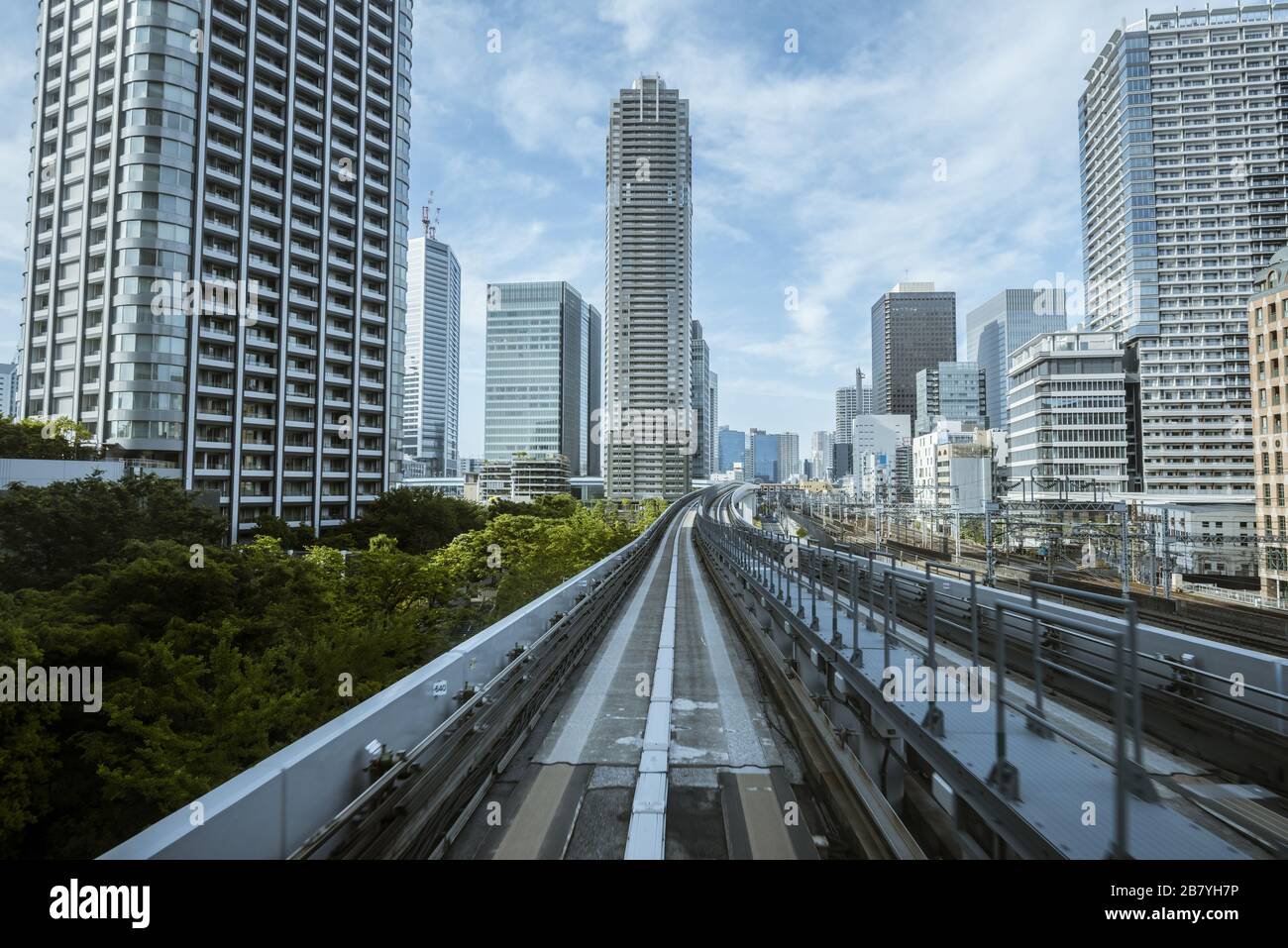 Cityscape from monorail sky train in Tokyo Stock Photo - Alamy