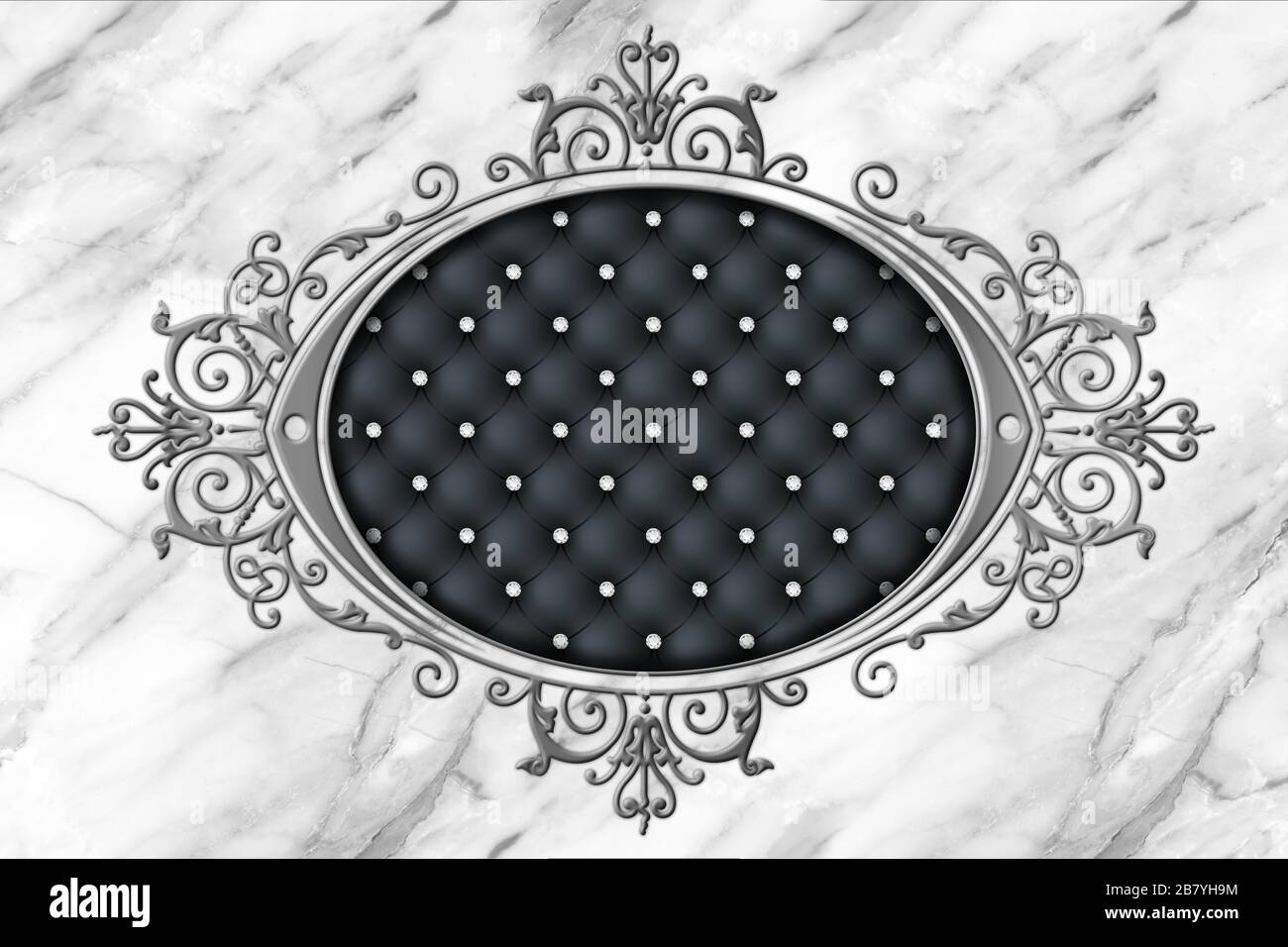 3d ceiling, stucco decor frame, effect leather quilted buttoned in the ...