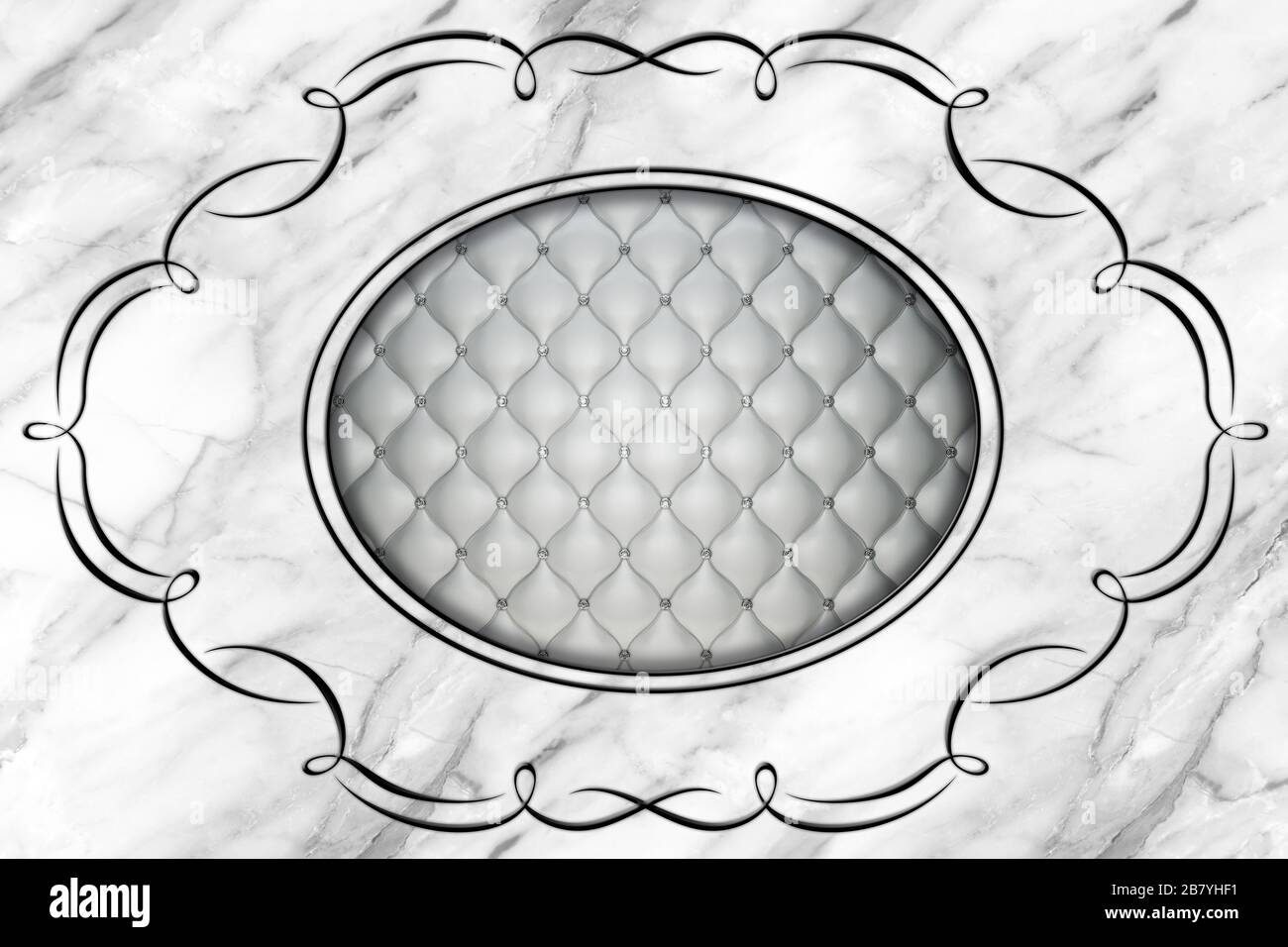 3d ceiling, stucco decor frame, effect leather quilted buttoned in the ...