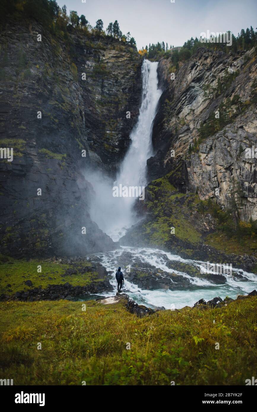 Young man waterfall hi-res stock photography and images - Alamy