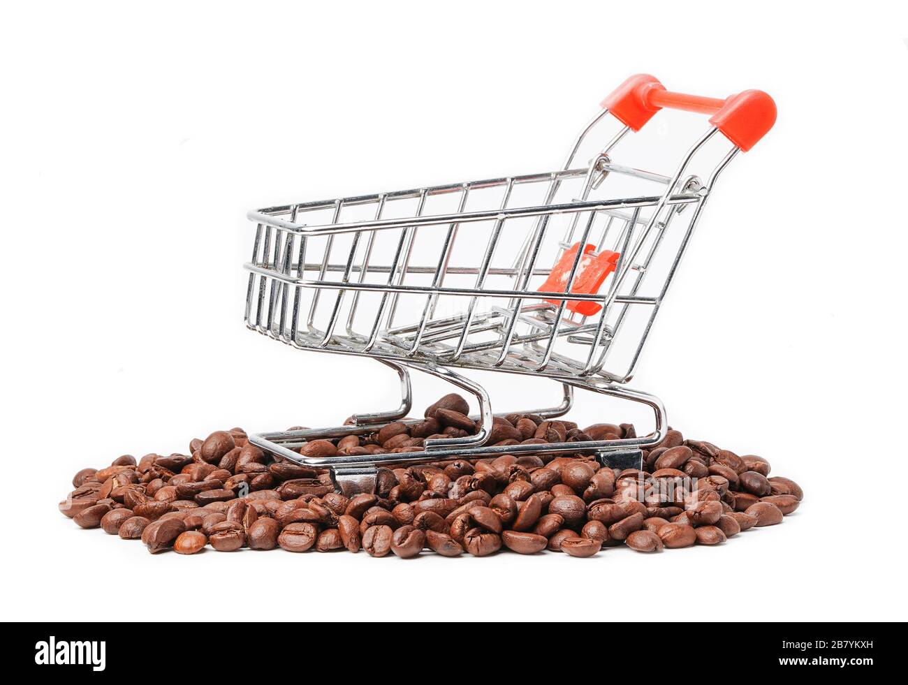 Shopping cart on coffee beans. import export concept Stock Photo - Alamy