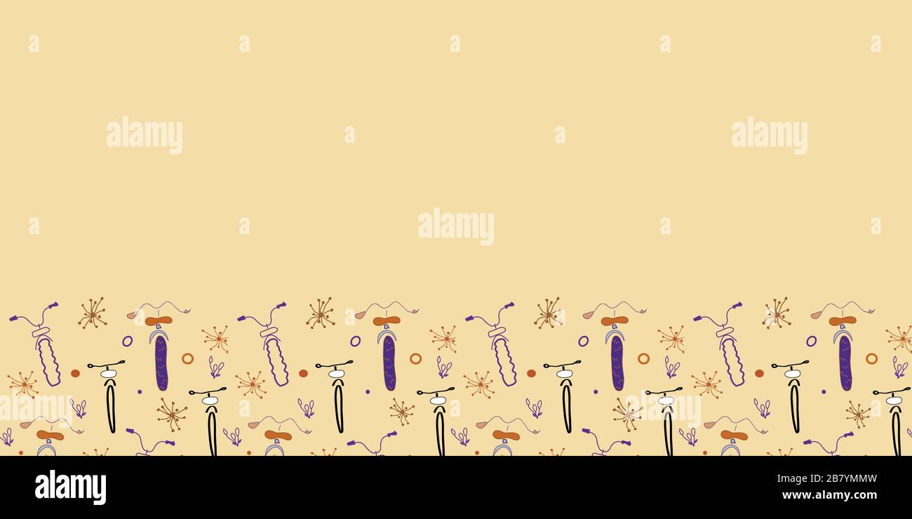 fun bicycle border with vector graphics on a yellow background. great ...
