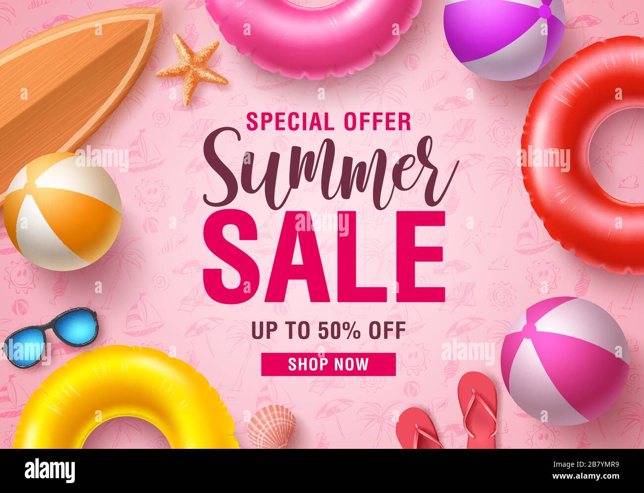Summer sale vector banner design. Summer sale promotional discount text ...