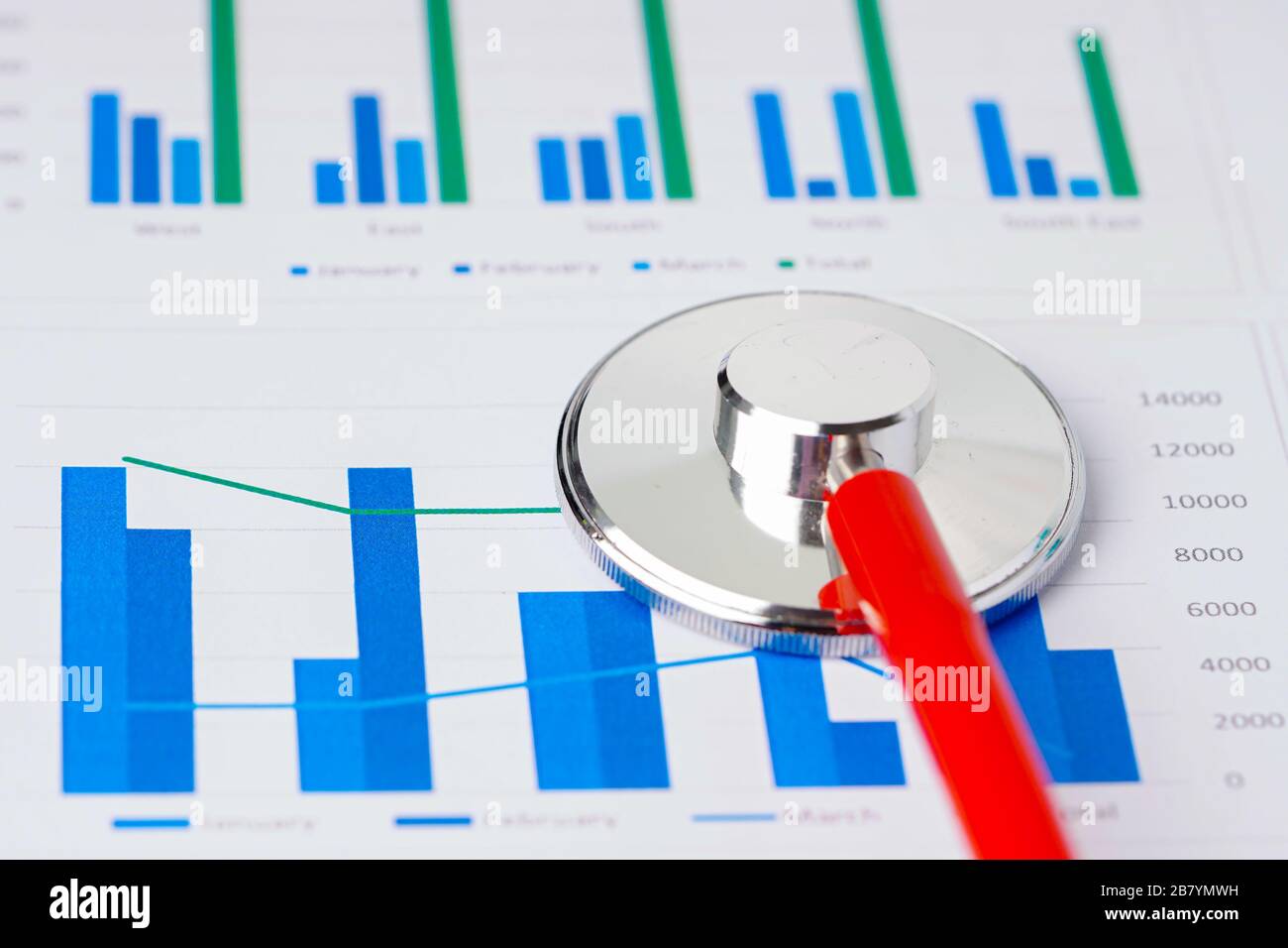 Stethoscope on chart graph paper : finance, account, statistic ...