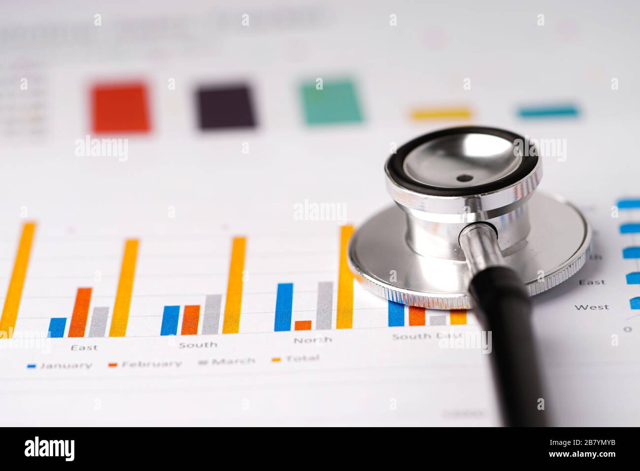 Stethoscope on chart or graph paper, Financial, account, statistics and ...