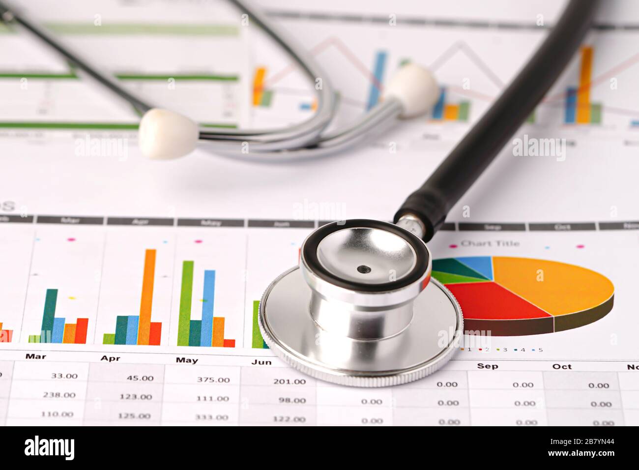 Stethoscope on chart or graph paper, Financial, account, statistics and ...